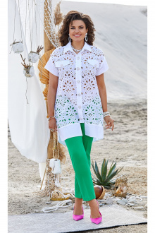 Брючный комплект Vittoria Queen 21143 белый-зеленый